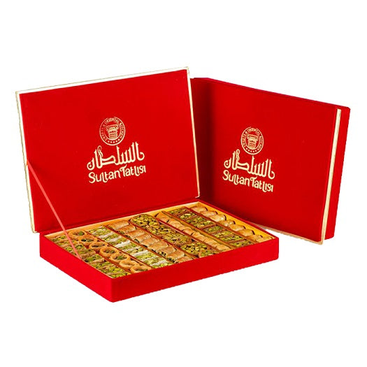 Assorted Baklava - Suede Red Box Medium 400g – AlSultan Sweets U.S.